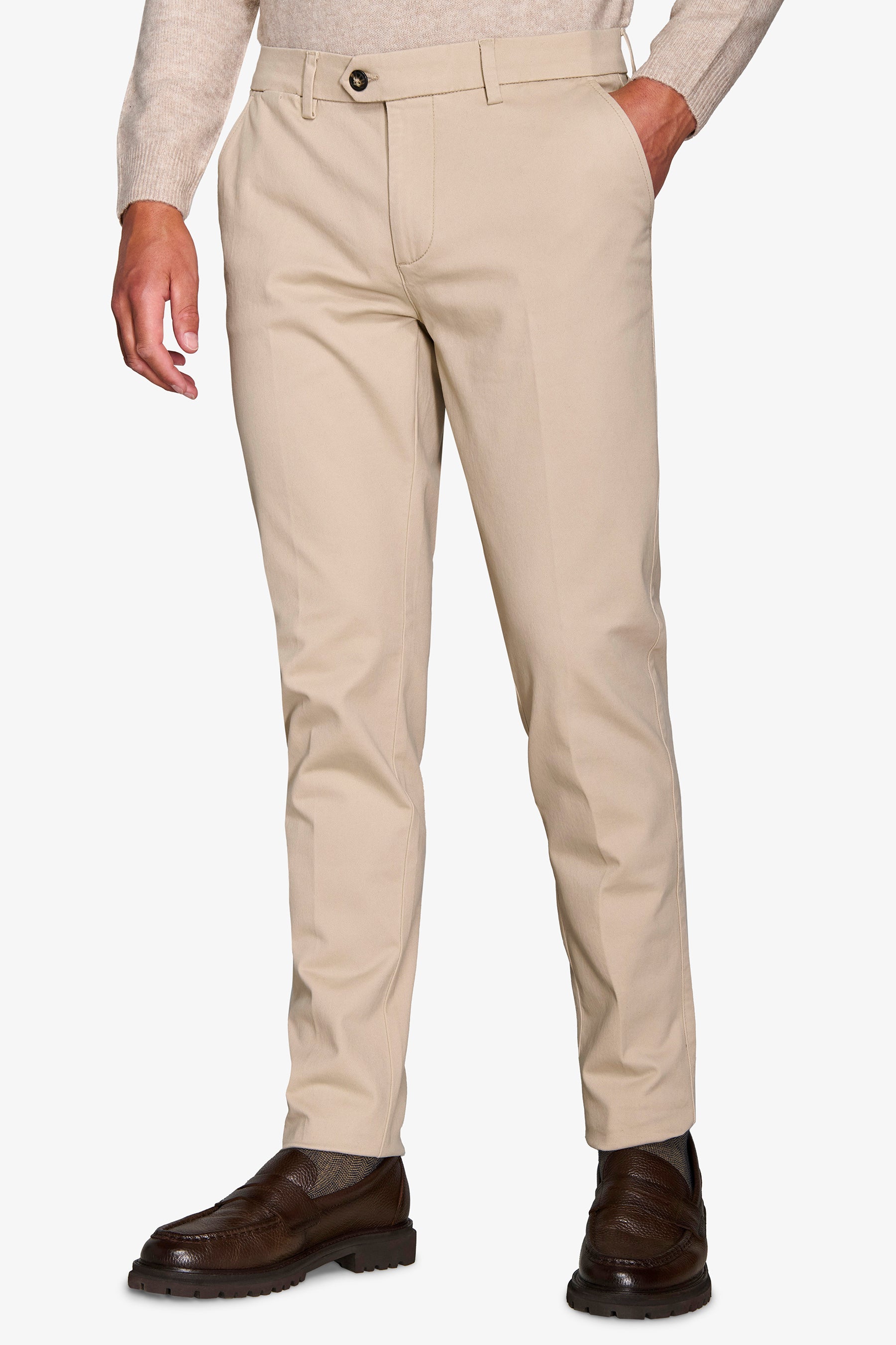 Chalk gabardine chinos