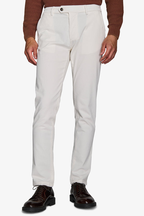 Pantaloni velluto 750 righe bianco