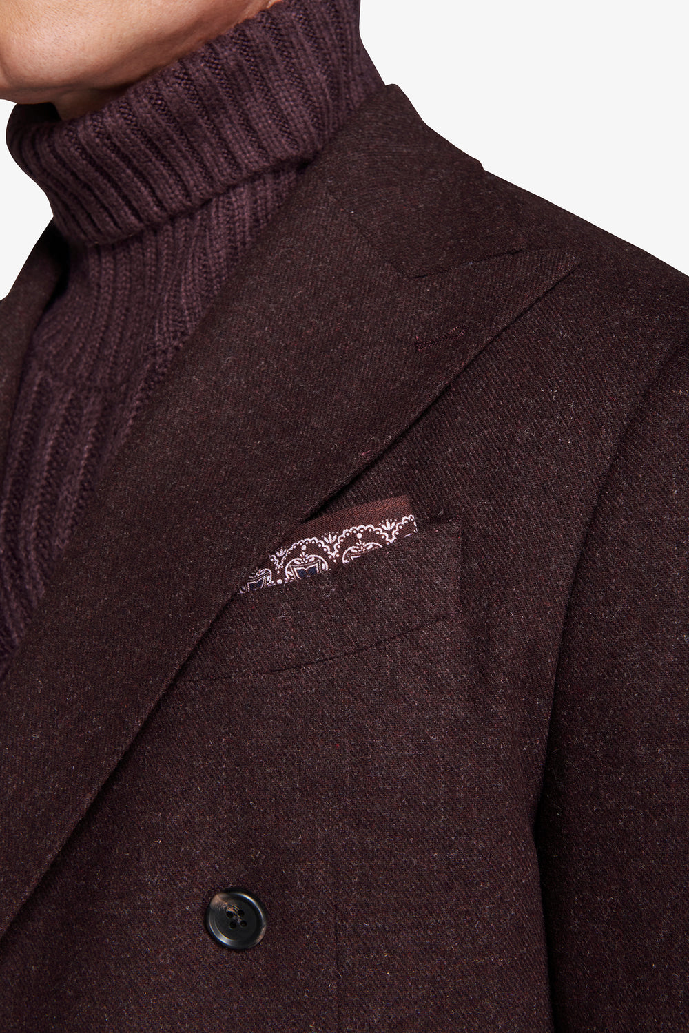 Burgundy double-breasted flannel effect blazer