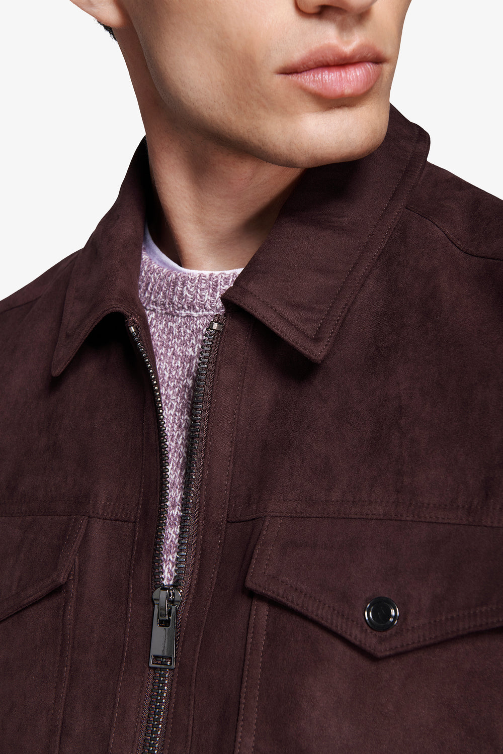Burgundy ecosuede short jacket