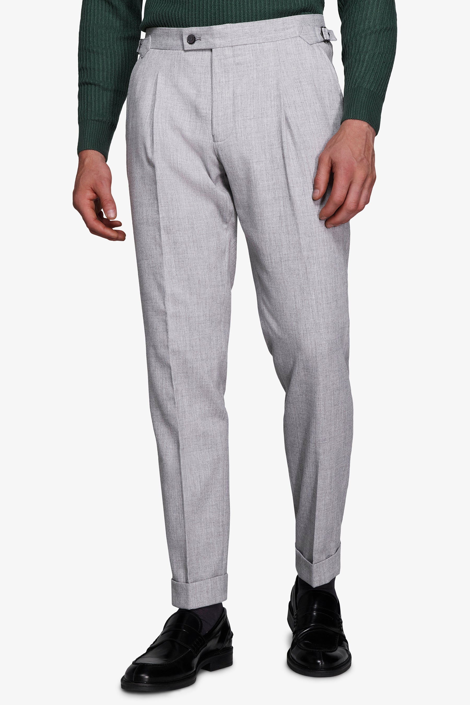 Light gray flannel effect trousers