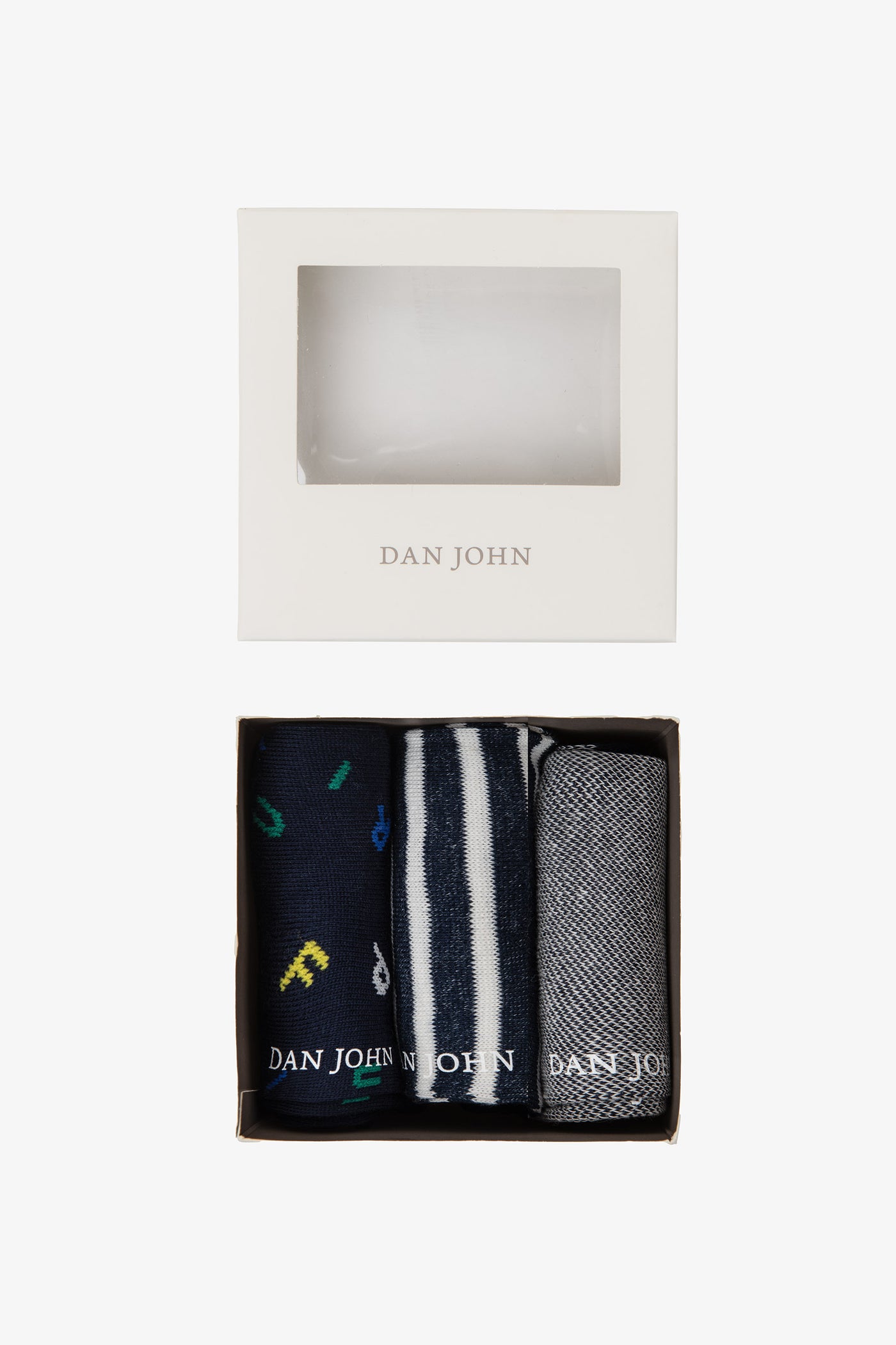 3-pack multi-pattern blue socks