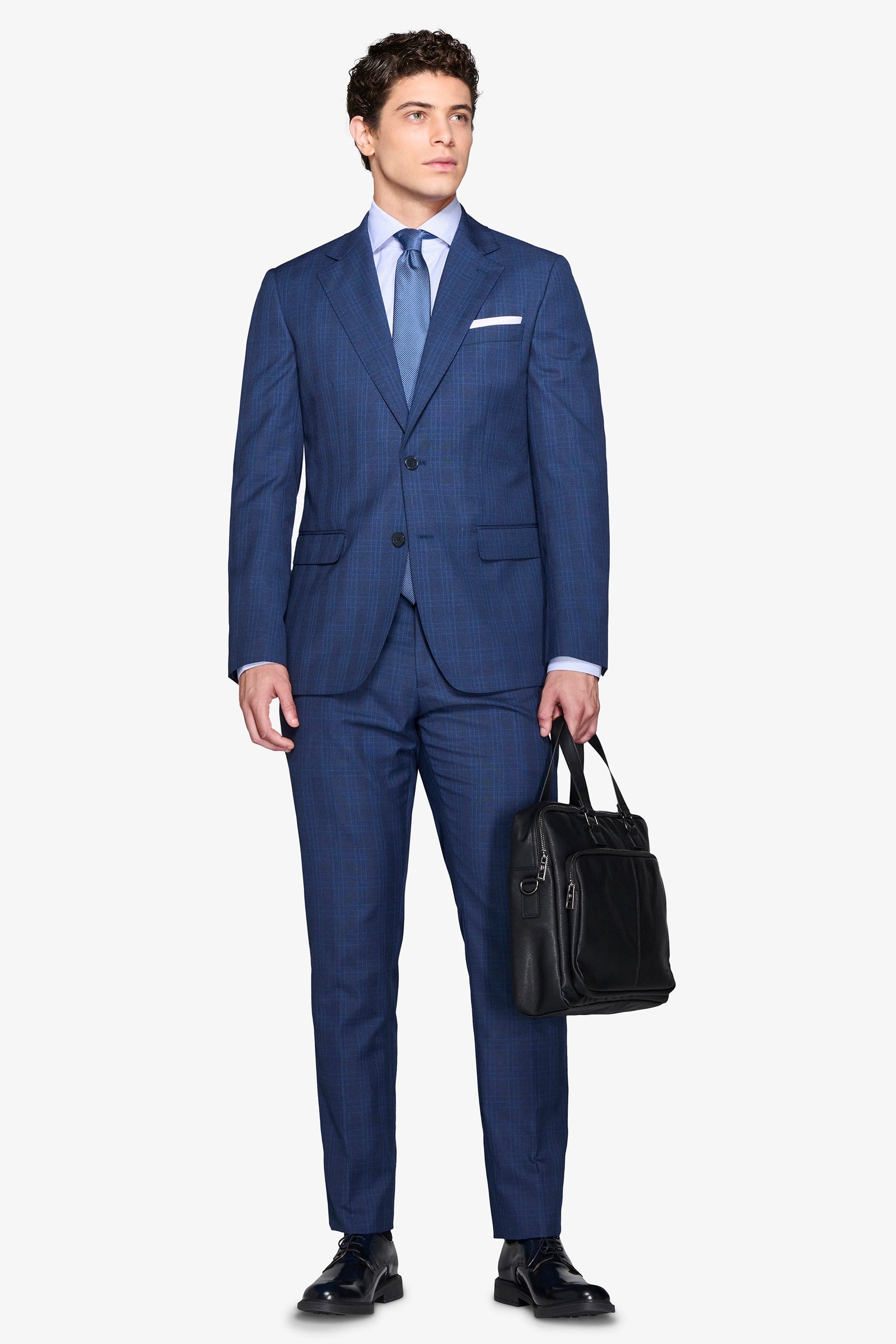 Traje príncipe de Gales azul azafata