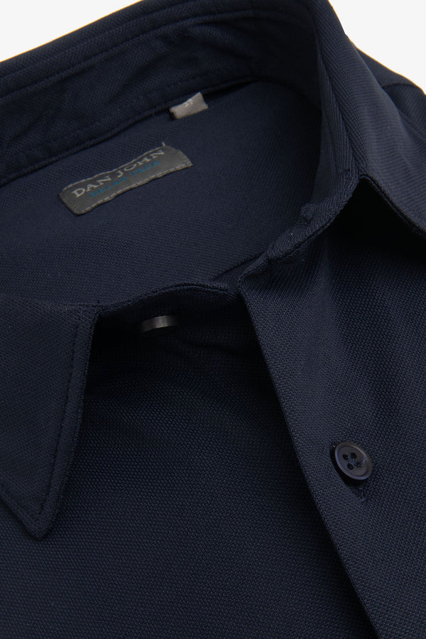 Chemise slim bleue micro-armurée stretch