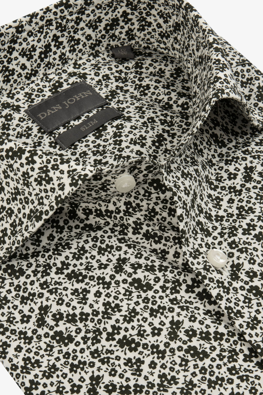 Cream floral print slim shirt