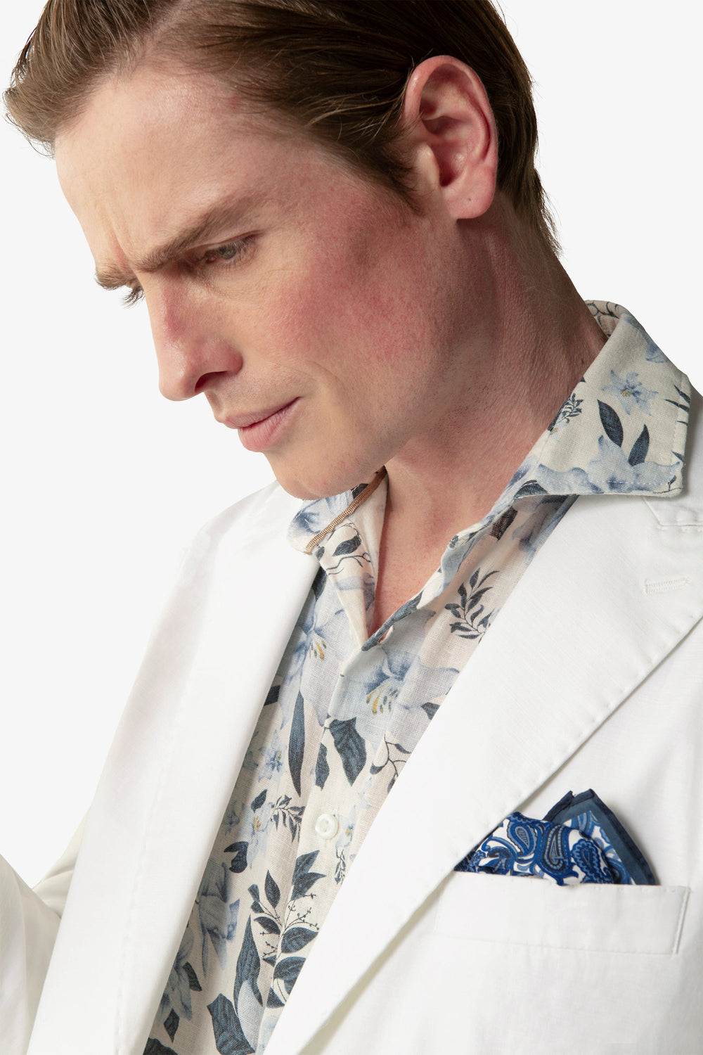 White cotton deconstructed blazer