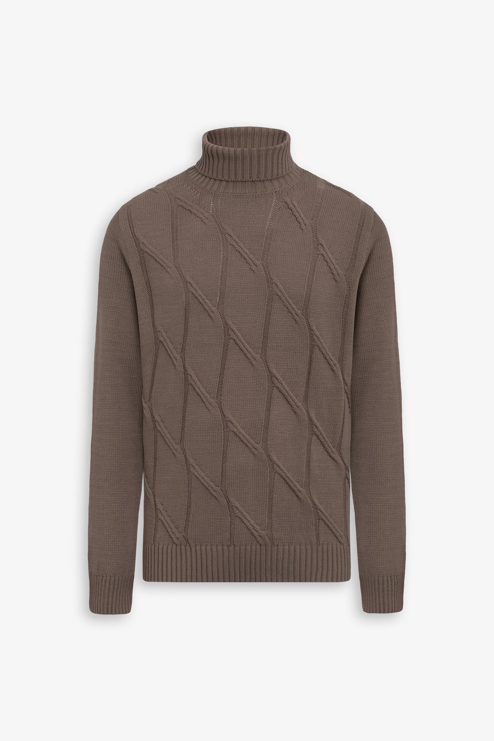 Dove gray braided turtleneck knit