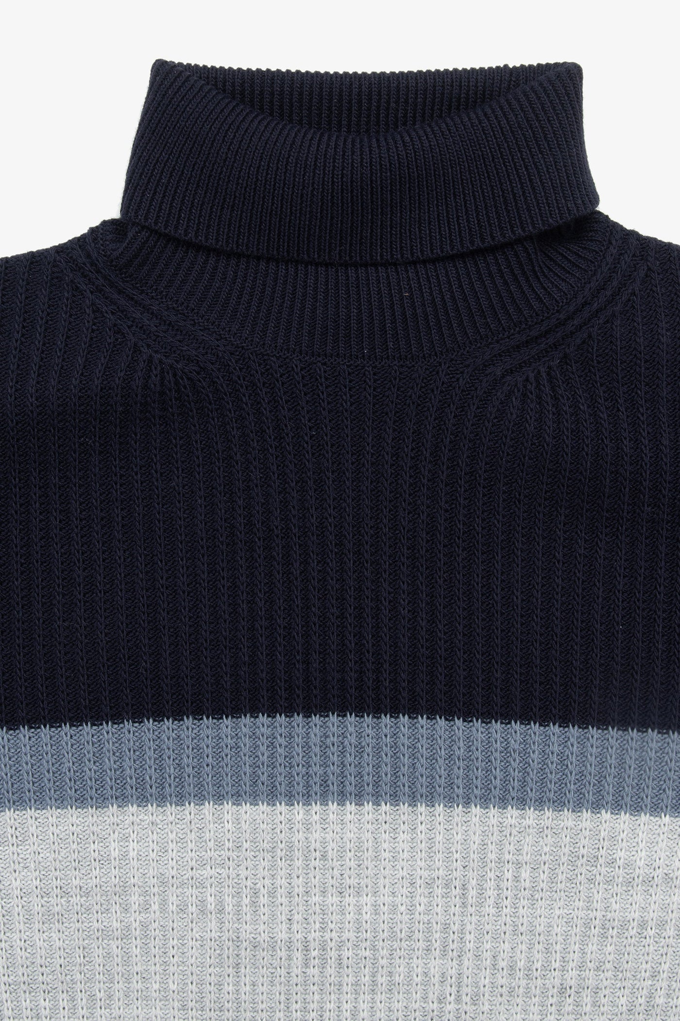 Gray fine-stripe turtleneck