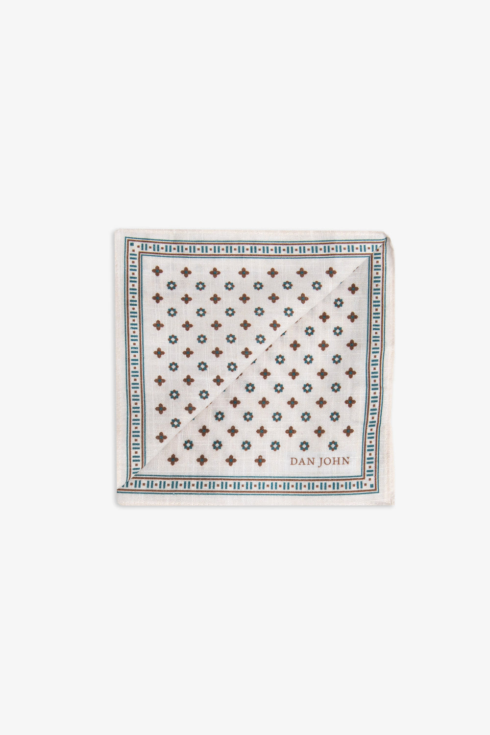 Cream floral geometric pattern pocket square